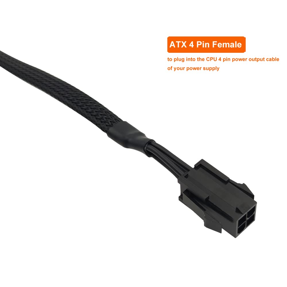(2-Pack) YEZriler ATX 4 Pin Extension Cable, Motherboard CPU 4pin Male to Female Adapter Sleeved for Power Supply PSUs 20.8-inch (53cm)