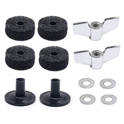 (12 Pieces)Cymbal Replacement Accessories Cymbal Felts Hi-Hat Clutch Felt Hi Hat Cup Felt Cymbal Sleeves with Base Wing Nuts and Cymbal Washer