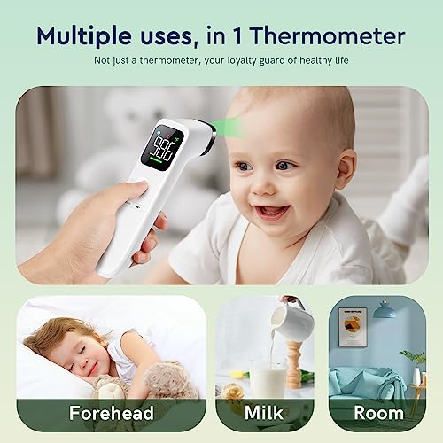 (Upgrade) No-Touch Thermometer for Adults and Kids - Digital Forehead Thermometer with High Accuracy, Ultra Clear LED Screen and Fever Alarm-White