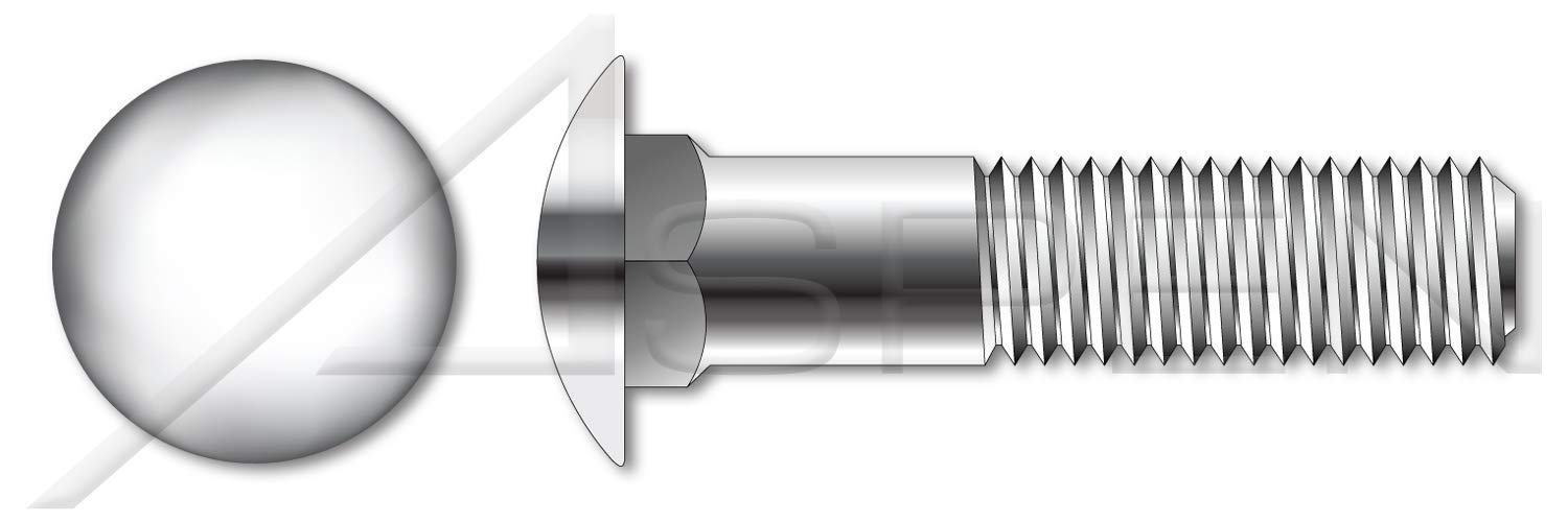 (25 pcs) M16-2.0 X 140mm, DIN 603 / ISO 8677, Metric, Carriage Bolts, Round Head, Square Neck, A2 Stainless Steel
