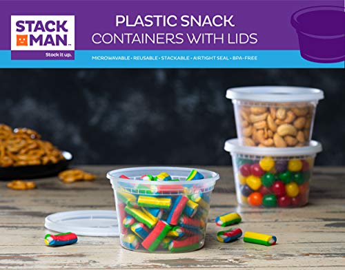 [48 Sets -16 oz.] Plastic Deli Food Storage Containers with Airtight Lids - Soup Containers with Lids