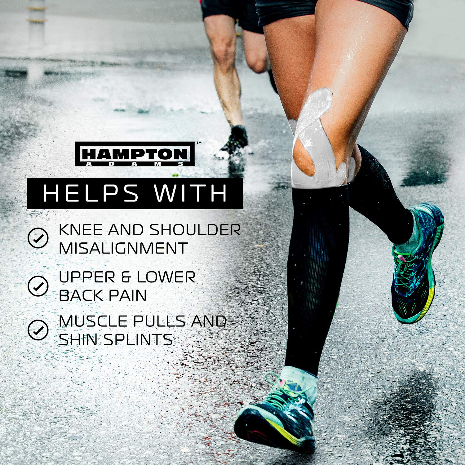 (135 Feet) Bulk Kinesiology Tape Waterproof Roll Sports Therapy Support for Knee, Muscle, Wrist, Shoulder, Back/Original Uncut Premium Therapeutic Elastic & Hypoallergenic Cotton - (White)