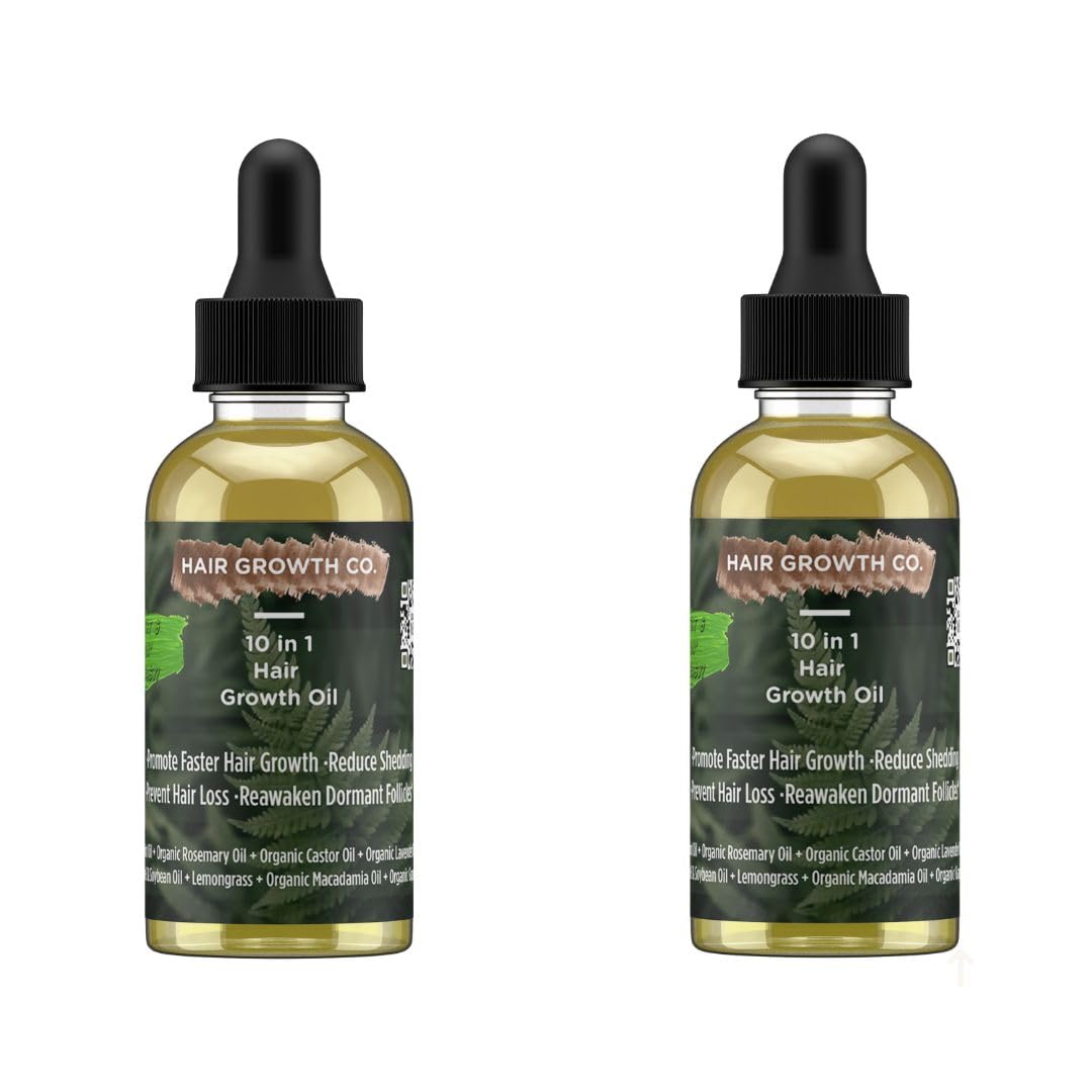 (2-Pack) 10 in 1 Hair Growth Oil (2 Oz) | Formulated With African Chebe Powder For Extreme Hair Growth, 2 Fl Oz (Pack of 1), 2.0 ounces