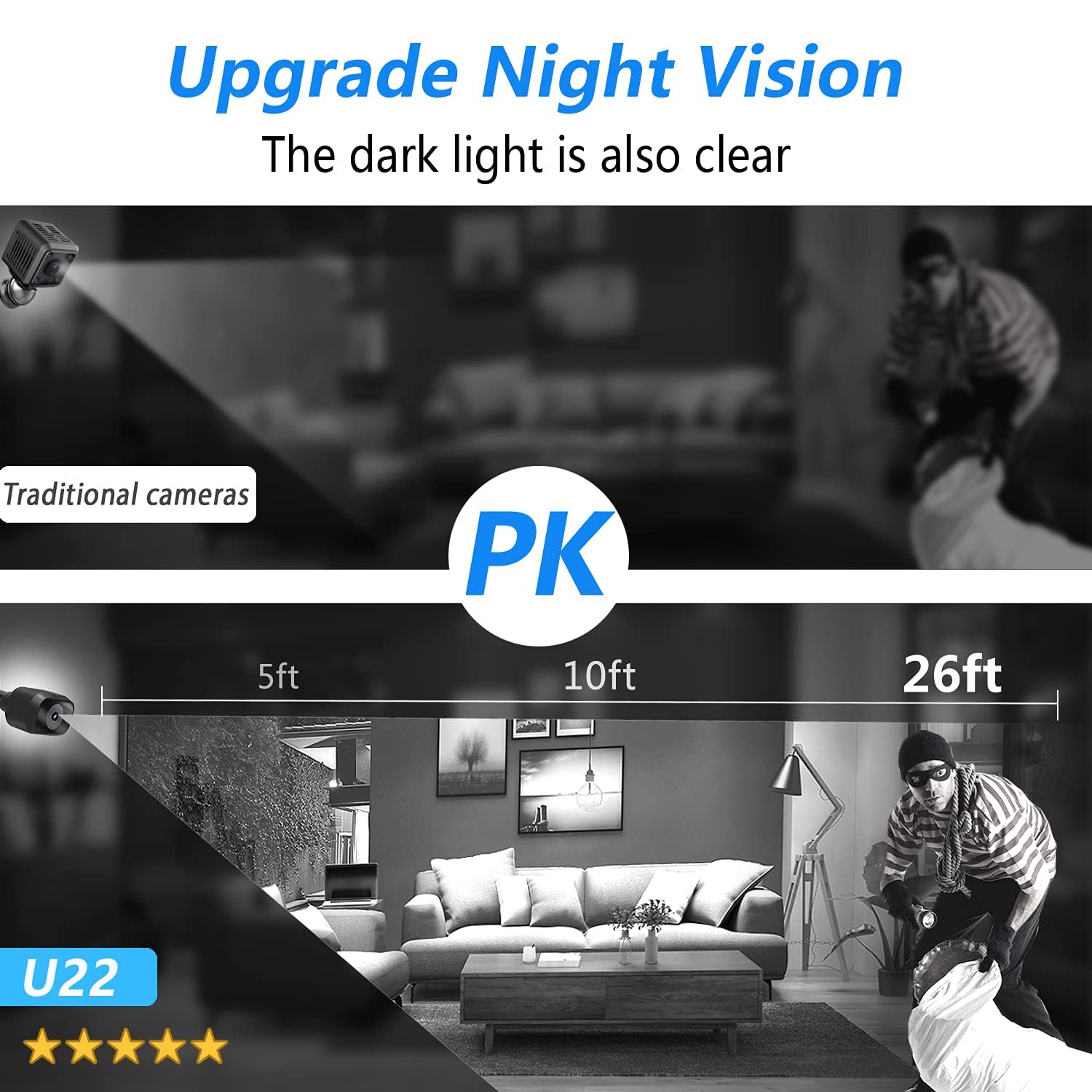 [Upgraded Night Vision] Smallest Wireless WiFi Camera,HD1080P USB Hidden Camera,Video Recording Live Feed,Hidden Spy Cam Nanny Camera/No Light Night Vision/Motion Activated Alarm(Upgraded Phone APP