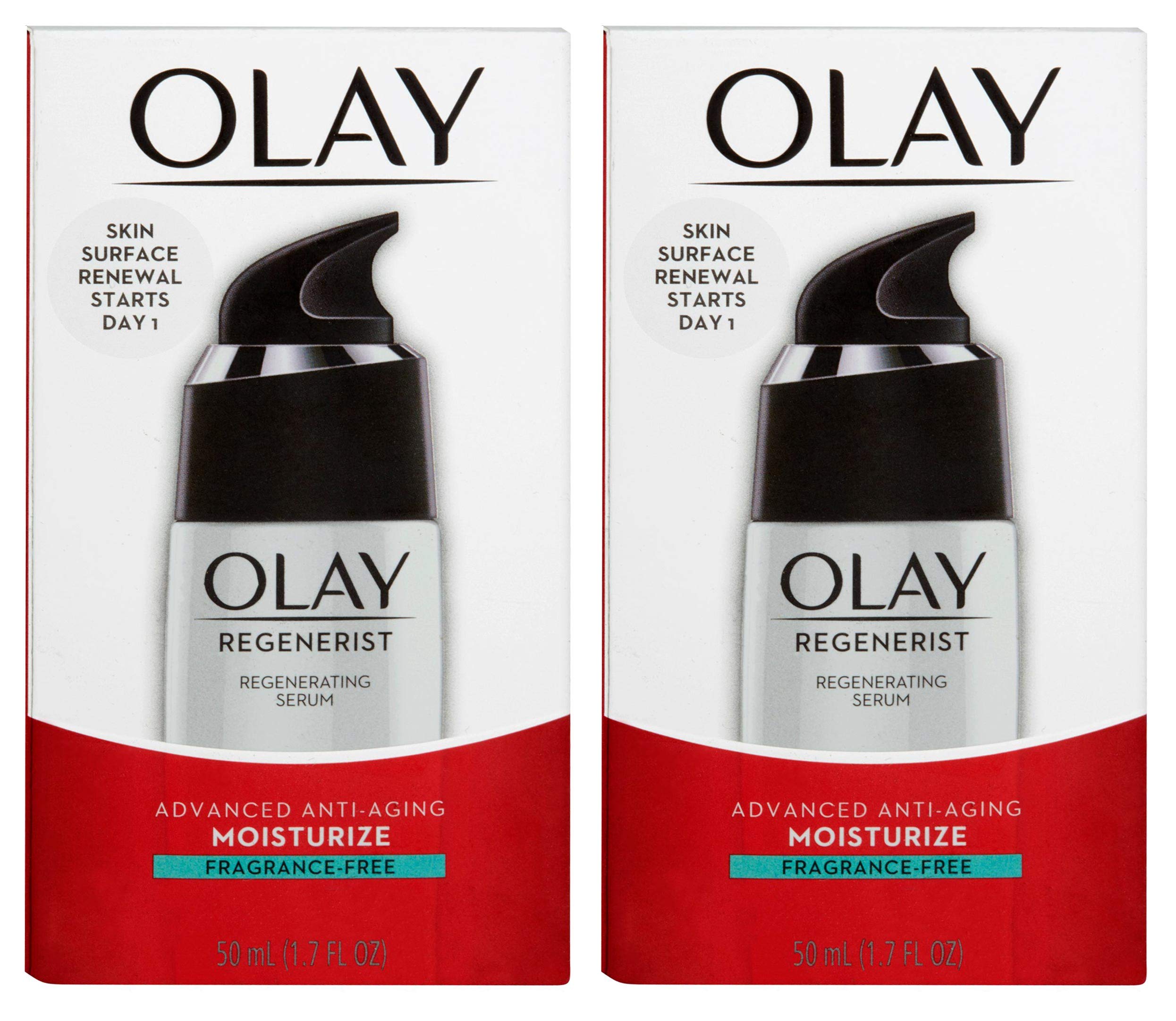 (PACK of 2) 0lay Regenerist Regenerating Serum FRAGRANCE-FREE, 1.7 Fl Oz (50 ml) EACH - Advanced Anti-Aging Moisturizer