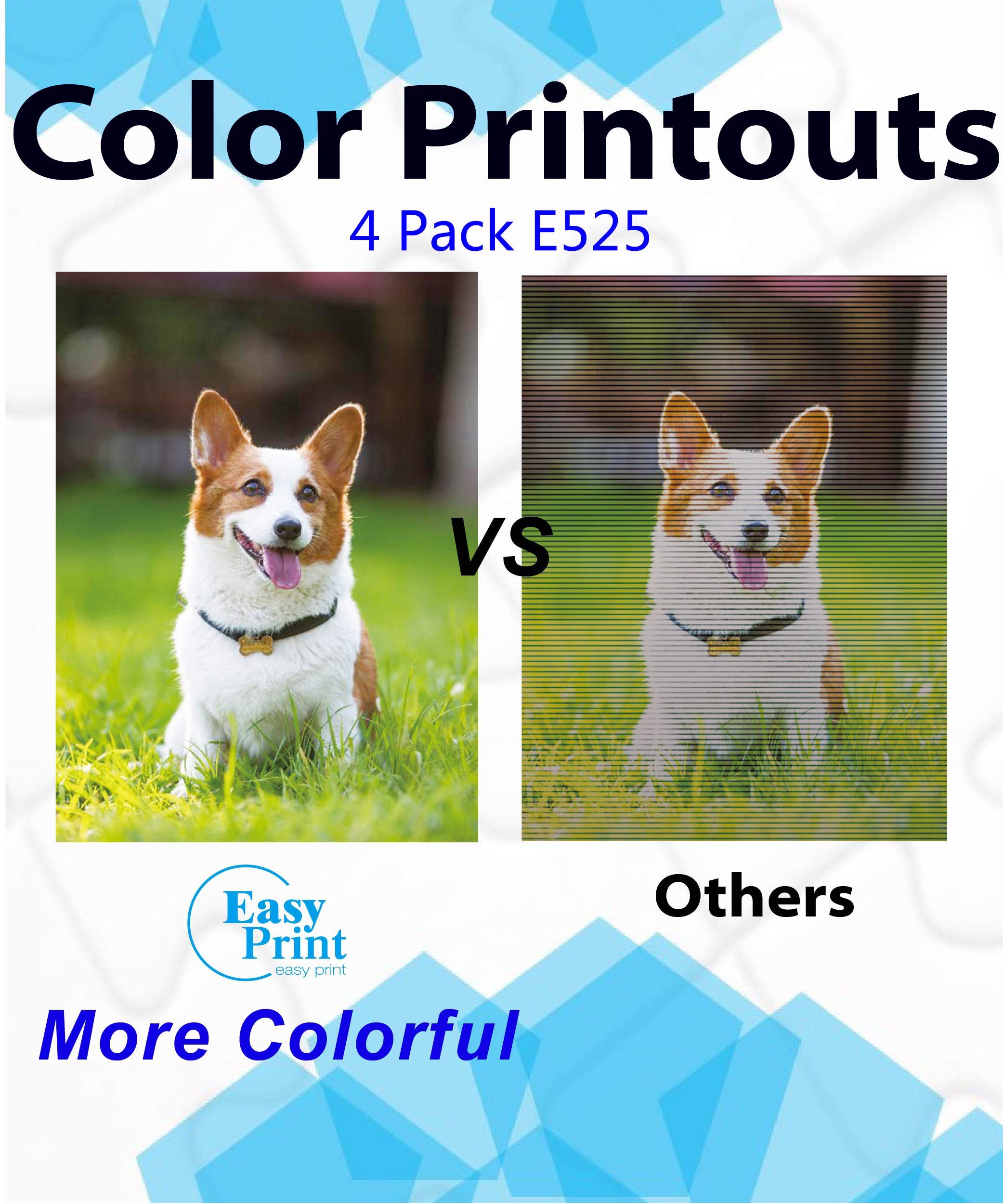 (BK+C+M+Y) 4-Pack Compatible Toner Cartridge Replacement for Dell E525W E525 for Dell E525W Wireless Color Laser Printer for 593-BBJX 593-BBJU 593-BBJV 593-BBJW, Sold by EasyPrint