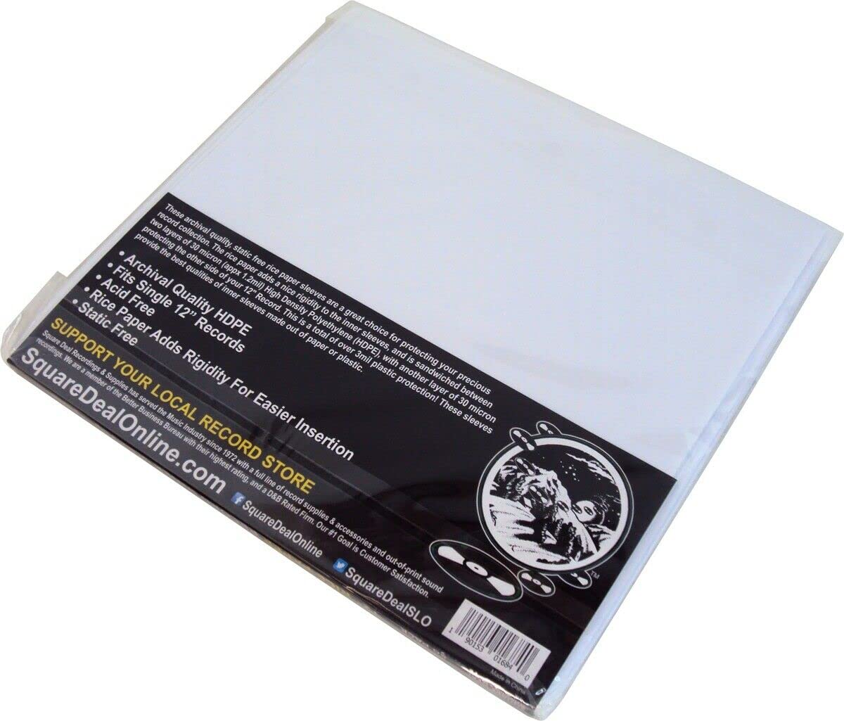 (300) 12" Record Inner Sleeves - 3-Layers of Archival Quality, Anti-Static HDPE with Rice Paper Enclosed Insert for Extra Rigidity #12IM