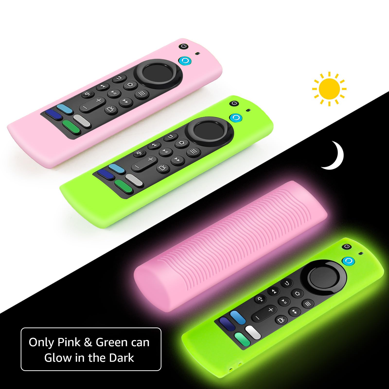 (3 Pcs) ONEBOM Fire Stick Remote Cover 3rd Gen, Glowing in The Dark, Anti Slip Protective Silicone Firestick Cover Compatible with Firestick 4K / 4K Max/Fire Stick Lite Voice Remote