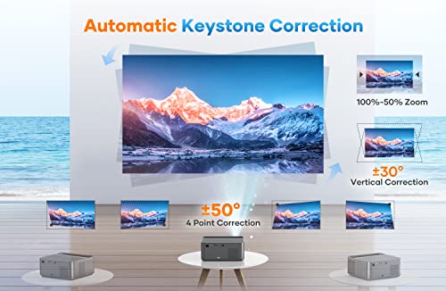 [Electric Focus] Projector with WiFi and Bluetooth, Portable Projector 4K Support, 500 ANSI 20000L, Touch Screen, Auto Vertical Keystone & 4P/6D, VACASSO Outdoor Movie Projector for Phone/PC/TV Stick