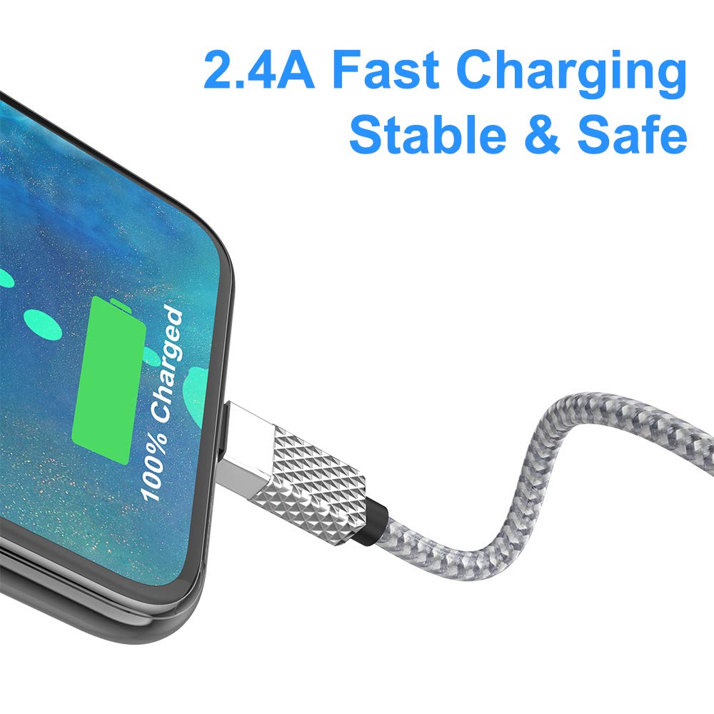 [ Apple MFi Certified ] iPhone Charger Cord 16Ft, Nylon Braided Long Lightning Cable to USB Cable, 2.4A Fast Charging Apple Cord Compatible with iPhone 11/11 Pro/11 Pro Max/XS/XS Max/XR/X/8/8