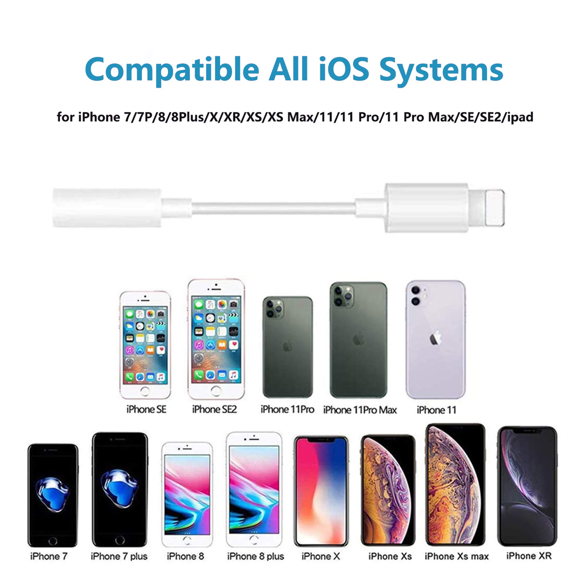 (Latest Version) iPhone Adapter,3 Pack Apple Lightning to 3.5mm Jack Aux Audio Accessories Headset Splitter Adaptor Compatible for Music Compatible with iPhone 14/13/XS/7 8 Support All iOS System