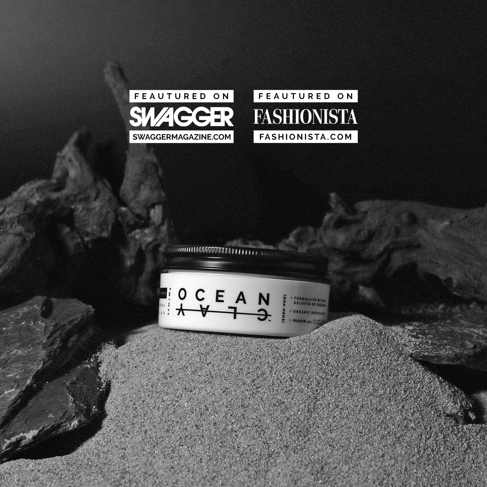 (SHEH•VOO) Ocean Clay - Premium Men’s Hair Styling Clay - Firm Hold + Natural Shine - Sulfate & Paraben Free (2.4 oz)