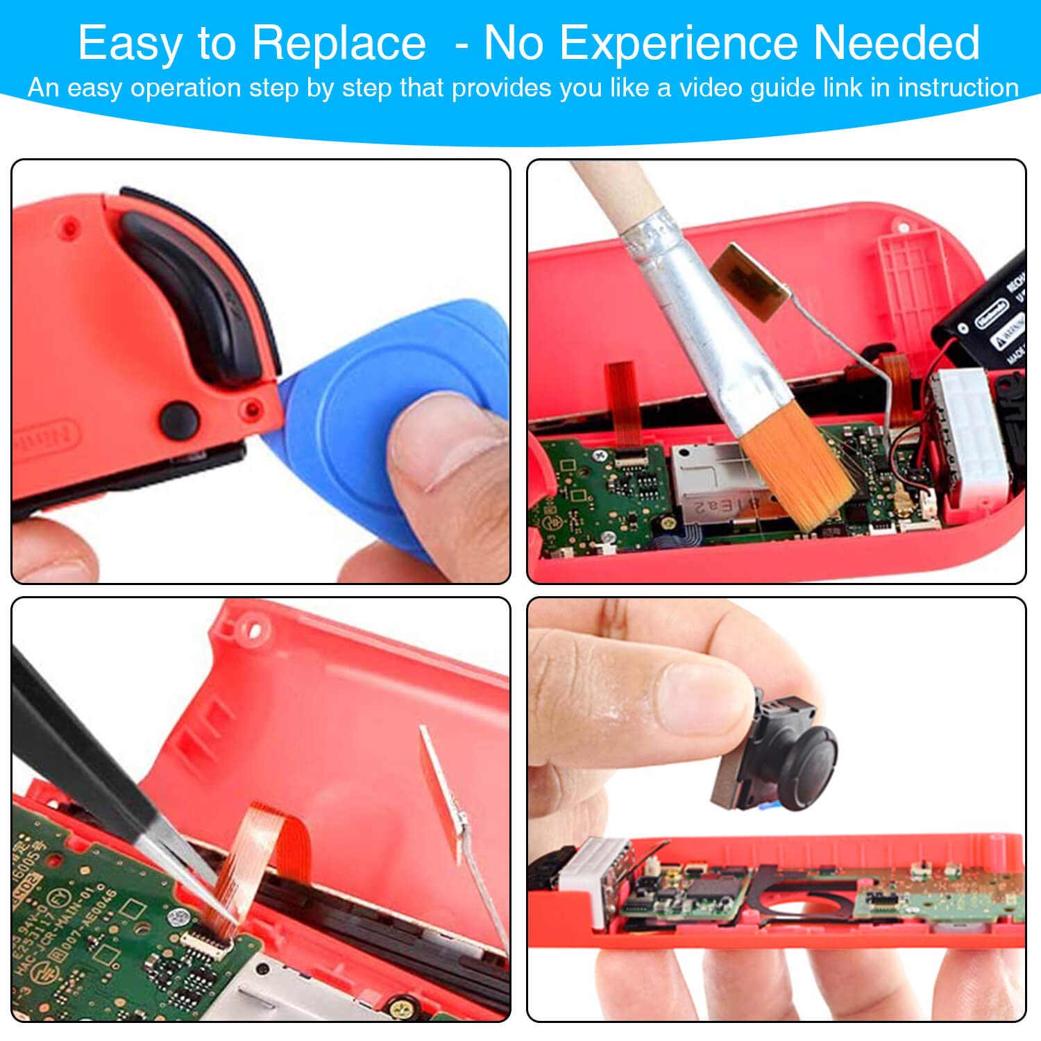 (2 Pack) Joystick Replacement for Joycon, Switch Analog Stick Parts for Nintendo Switch Joy Con Controller Thumbstick, Include Full Repair Tool Kit and 2 Metal Lock Buckles, 2 Jon Con Replacement
