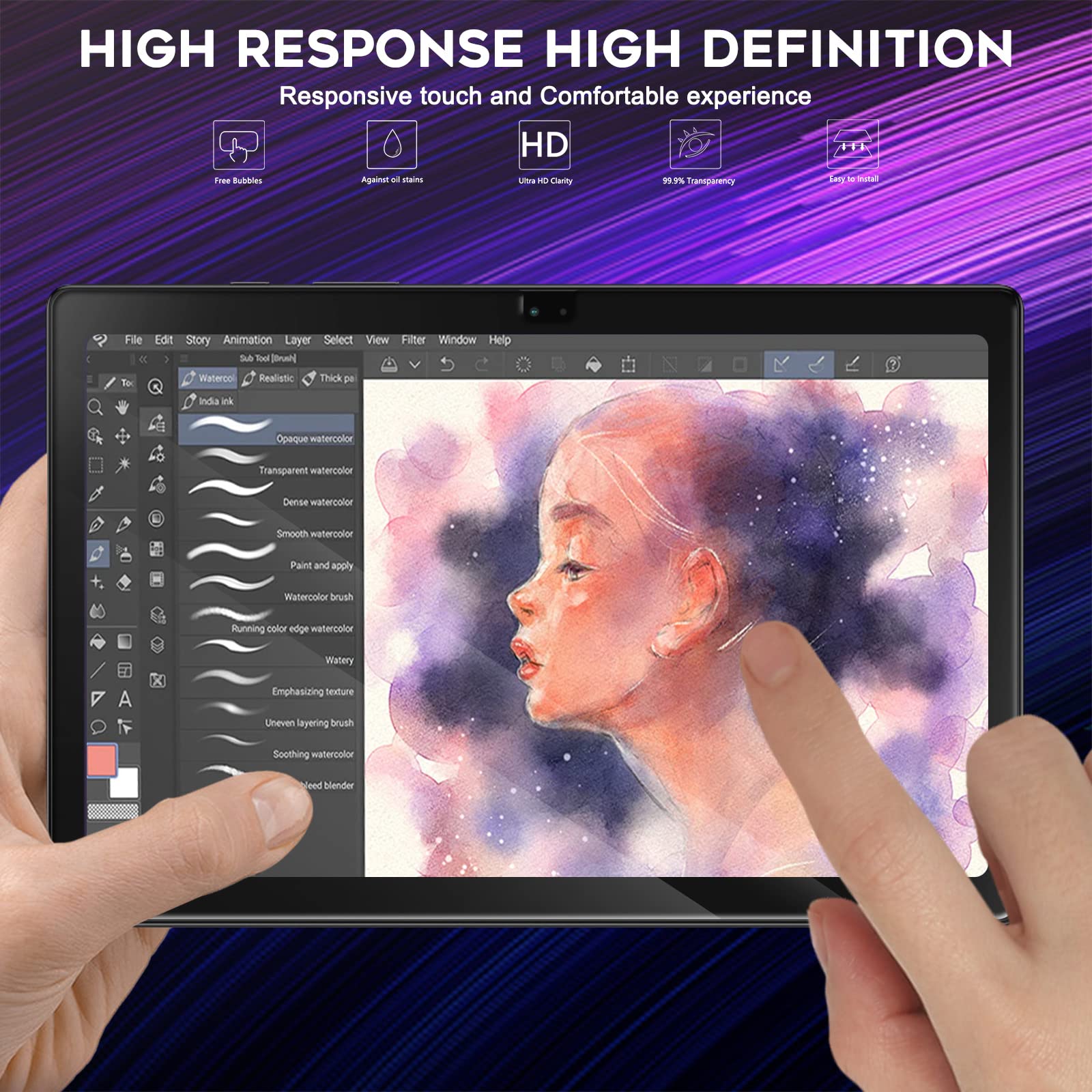 (2 Pack) Orzero Compatible for Samsung Galaxy Tab A8 10.5 inch 2021 Tempered Glass Screen Protector, 9 Hardness HD Anti-Scratch Full-Coverage Bubble Free (Lifetime Replacement)