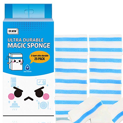 (25 Count) Dr.WOW Extra Durable Magic Cleaning Sponges, Premium Eraser Sponges for Multi-Purposes,Extra Thick Eraser Sponge in Bulk,Kitchen,Bathroom,Toilet,Floor