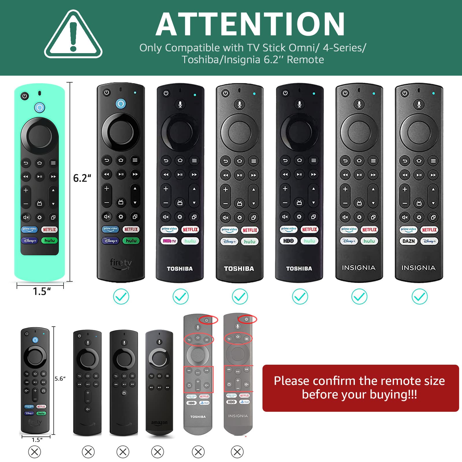 (2 Pack) JANSAMN NS-RCFNA-21 Remote Cover for Insignia Toshiba, Bright Color Case for Fire Omni TV Remote,Silicone Remote Control Case Sleeve, TV Stick 4-Series