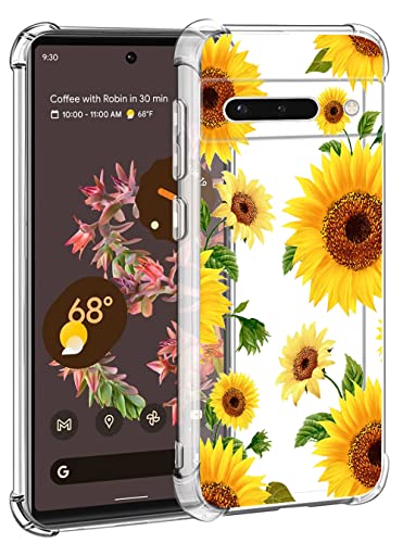 (3-Pack) for Google Pixel 6a Case, Soft Clear TPU [Scratch-Resistant] Drop Silicone Bumper Protection Shockproof Phone Case Cover for Google Pixel 6a,Flower