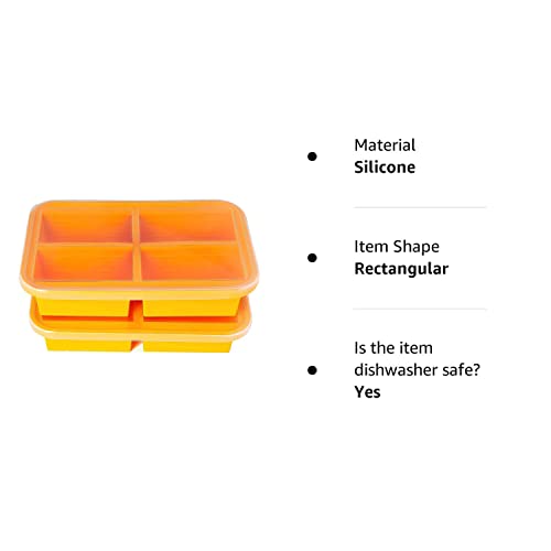 (2 Pack) Silicone Soup Freezer Molds With Lids & Measurement Lines, Makes 1 Cup Portions, Food Freezing Storage Containers, Soup, Pasta Sauce, Broth. Large Ice Cube Trays & Food Freezer Molds (2 Pack)