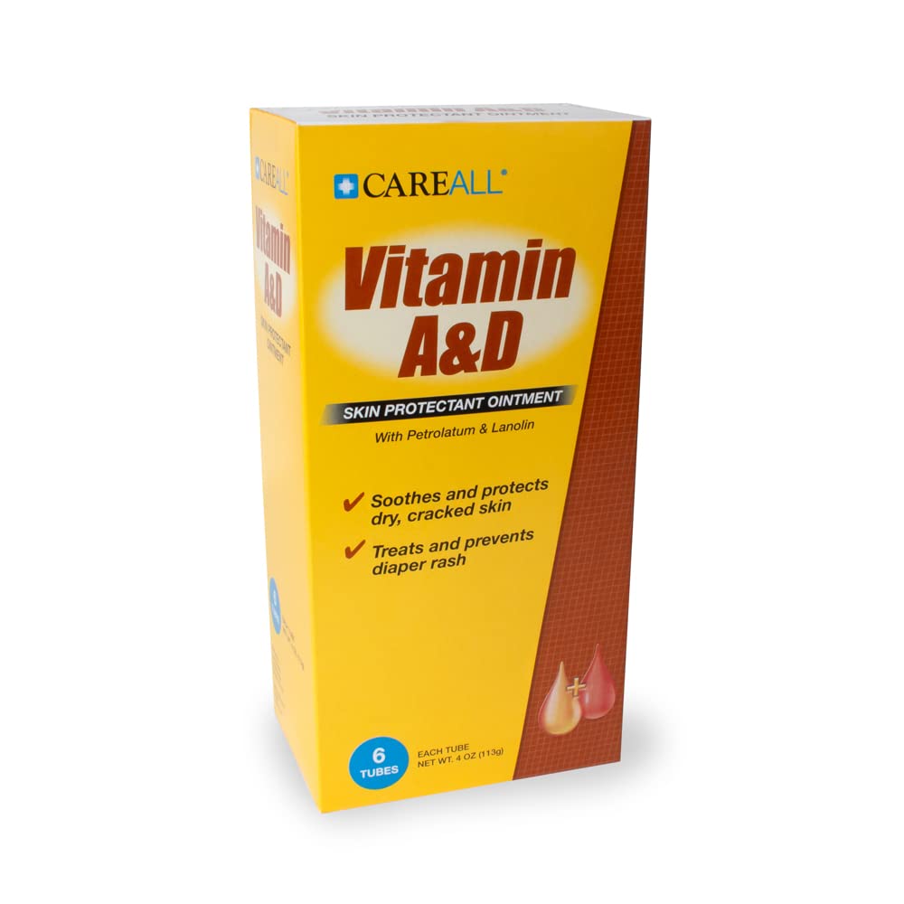 (6 Tubes) CareALL 4oz Vitamin A&D Ointment with Lanolin Diaper Rash and Skin Protectant