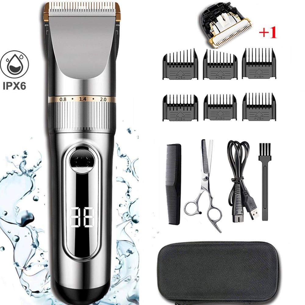 [upgraded version]Ensving Hair Clippers,2-Speed Professional Rechargeable Cordless Electric Hair Trimmer,Low Noise Beard Trimmer, Whole Body Washable Hair Cutting Kit, Multi-Purpose Haircut for Men,B