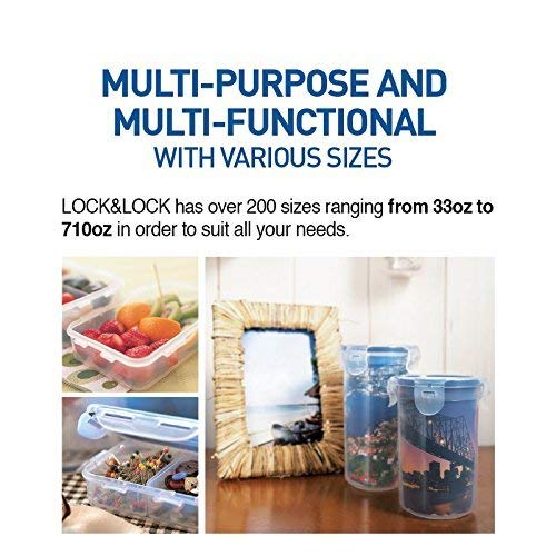 (Pack of 6) LOCK & LOCK Airtight Square Food Storage Container 29.41-oz / 3.68-cup