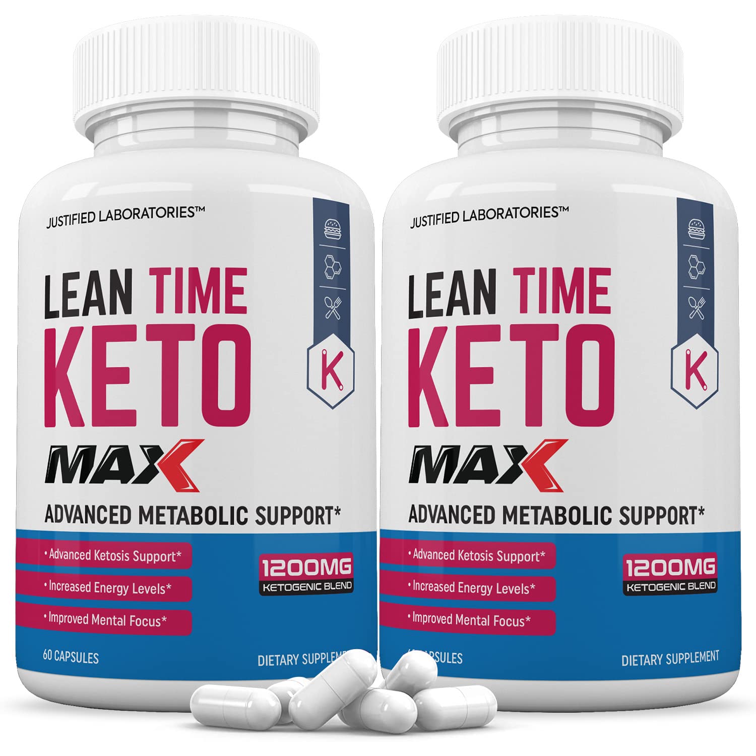 (2 Pack) Lean Time Keto 1200MG Pills Includes Apple Cider Vinegar goBHB Strong Exogenous Ketones Advanced Ketogenic Supplement Ketosis Support for Men Women 120 Capsules