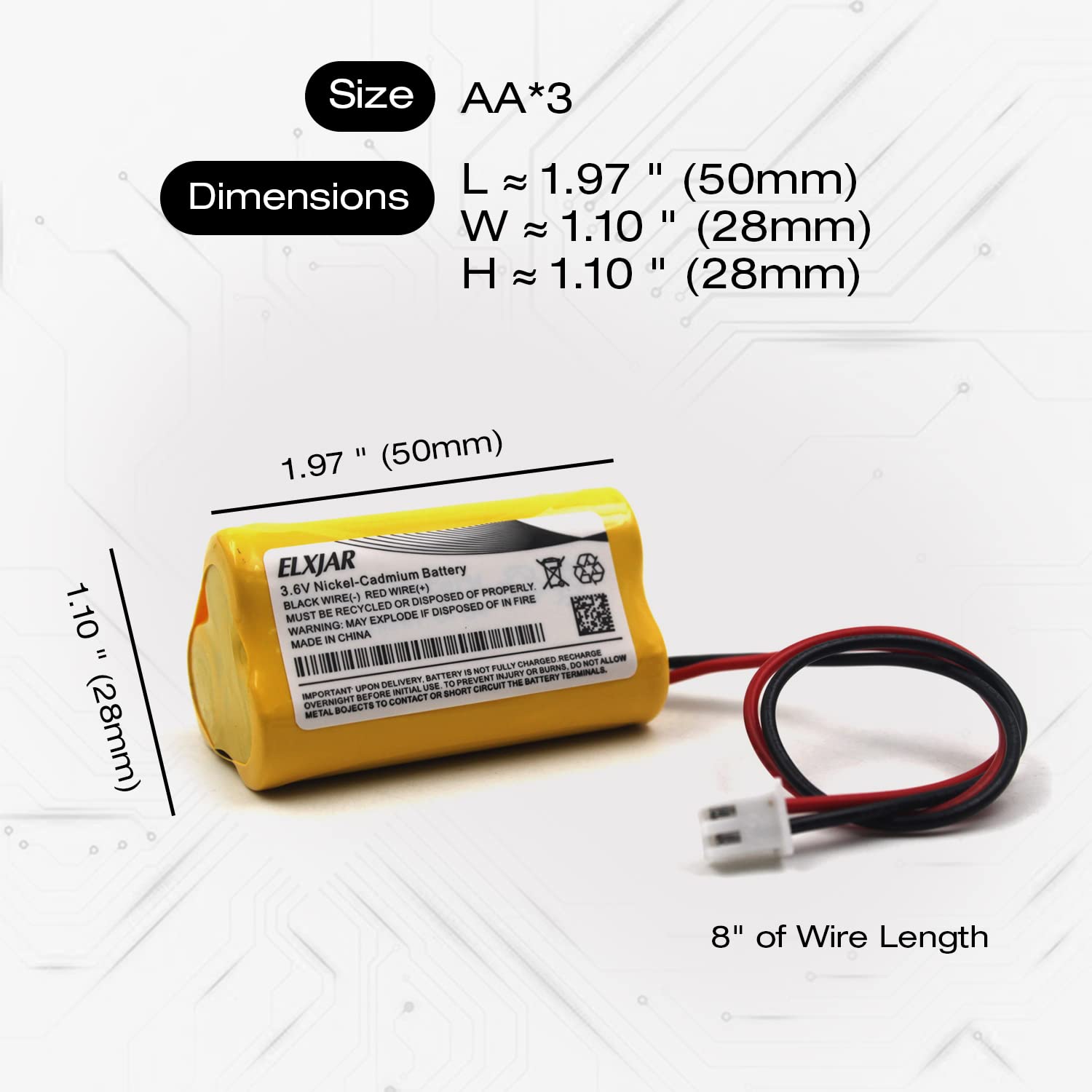 (5-Pack) 3.6V 900mAh Ni-CD AA Exit Sign Emergency Light Battery, Replacement Battery for Exitronix 10010037, Max Power B2-0031 MH468886, Unitech LEDR-1 6200RP, Dantona CUSTOM-318 OSA230, Lowes 253799