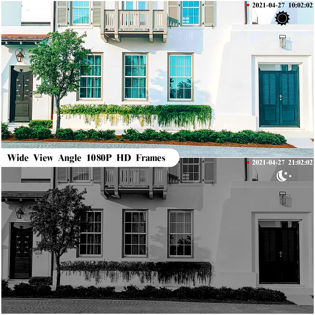 《 Two-Way Audio & Truly Wireles》 Outdoor Solar Powered Rechargeable Battery Camera, Surveillance WiFi Camera with Solar Panel, Security Home IP Camera, PIR Motion Detection, Waterproof, Night Vision