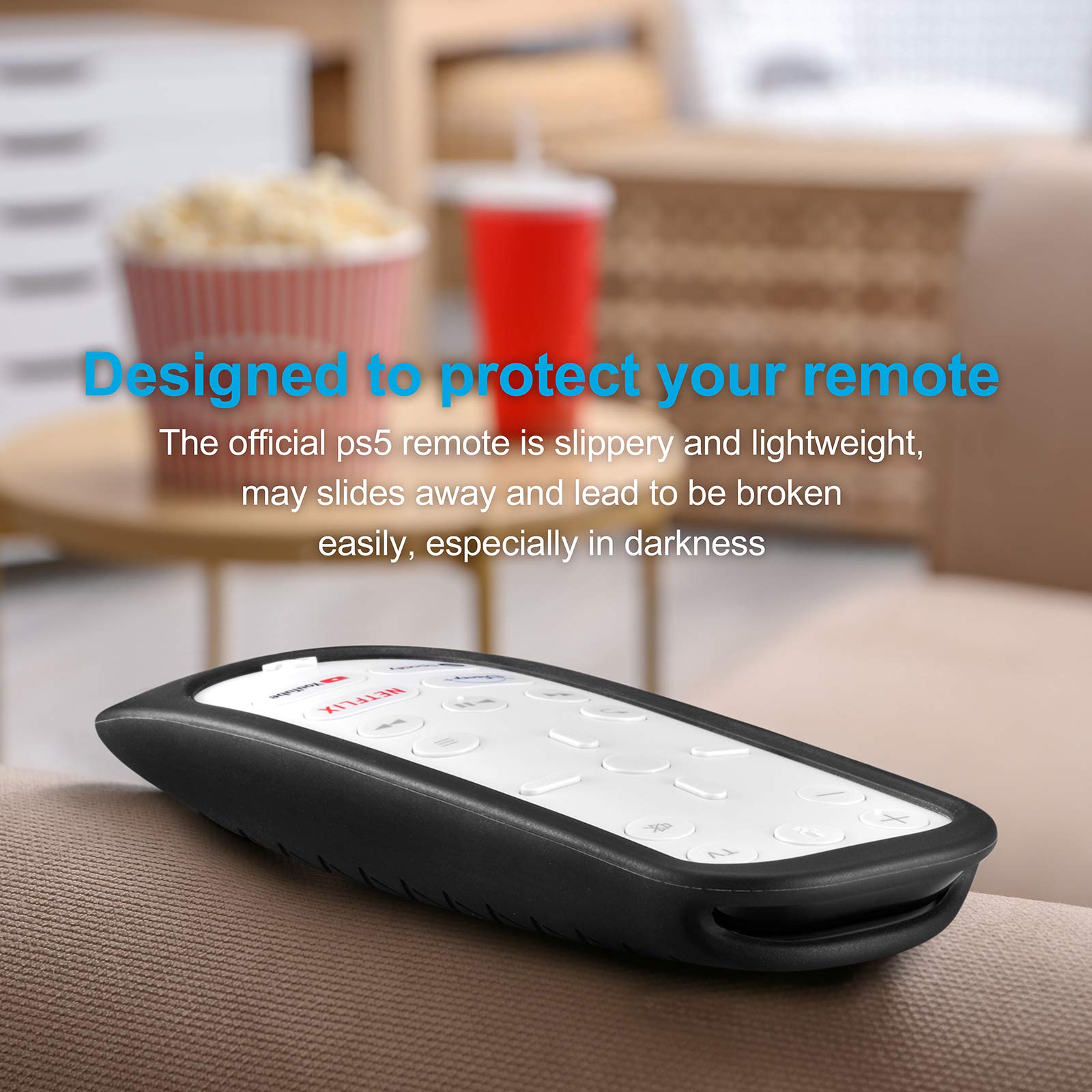 [2 Pack] Silicone Cover for PS5 Remote Control, Protective Skin for Sony PS5 Media Remote, with Hand Strap, Shockproof, Anti-Slip, Skin-Friendly - Black/White