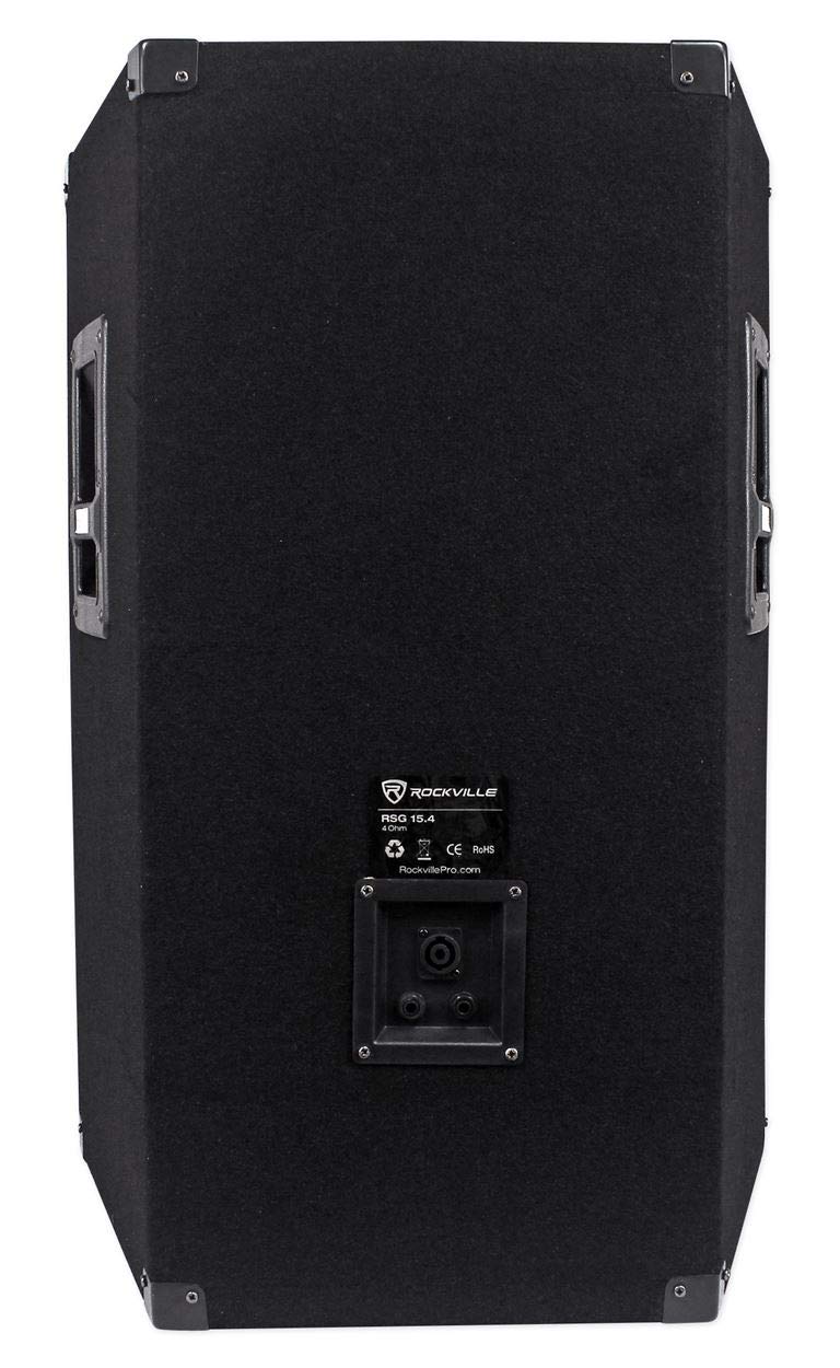 (2) Rockville RSG15.4 15" PA Speakers + Rockville RPA9 Amp + Stands+Cables+Case