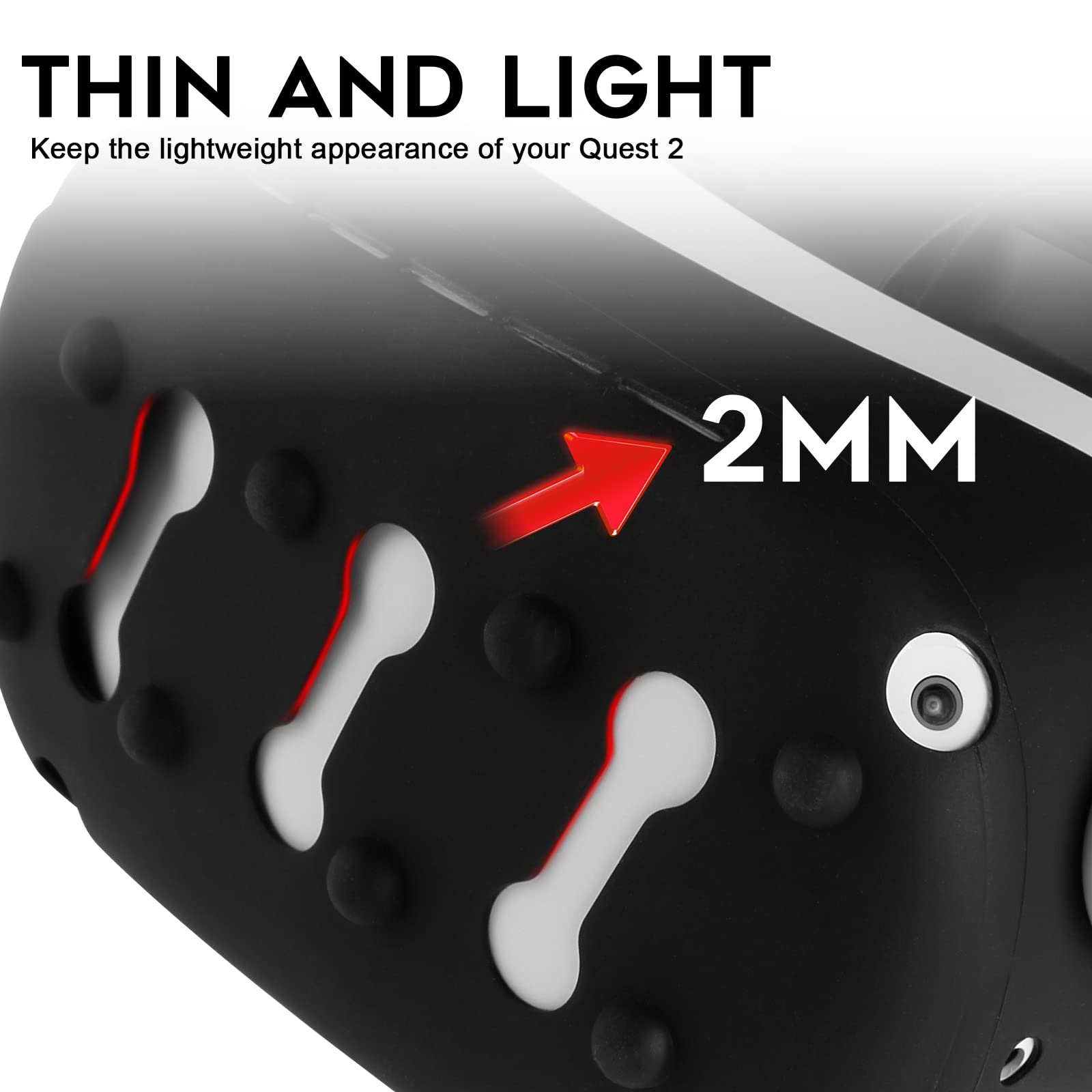 (2 Pack) Ermorgen VR Headset Protective Shell Compatible for Quest 2, Silicone Case Shock-Resistant Headset Cover - Black