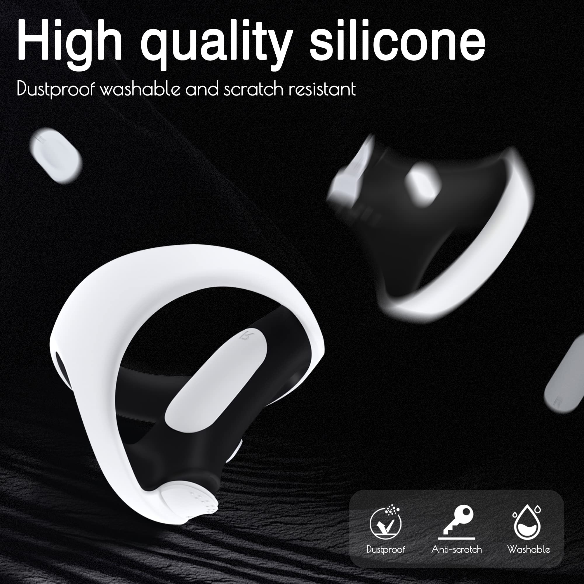 (2 Pairs) Orzero Compatible for PS VR2 Controller Grips Cover, Anti-Slip Mat, Thumb Button Caps, Soft Silicone Comfort Sets for PlayStation VR2 PS VR2