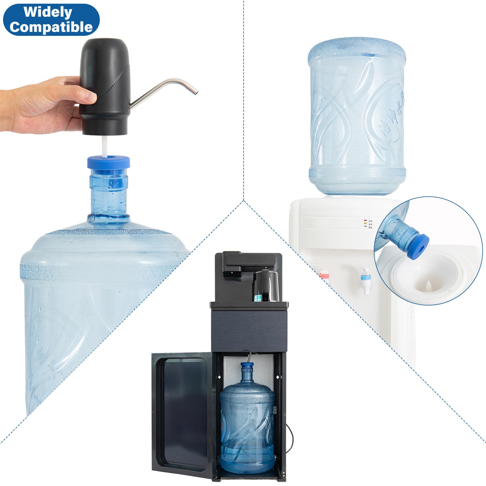 (2 PACK) YEPfomi Reusable 5 Gallon Water Jug Caps, Food Grade Silicone Material 2/3/5 Gallon Water Bottle Caps Jug Lid for Water Dispenser Water Pump (2)
