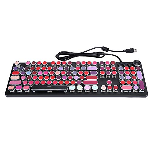 γππ‘π«π’π¬ππ¦ππ¬ ππ’ππγ Ergonomics Wired Keyboard, Green Axis 108 Keys Cute Net Red Girl Powder USB Interface Keyboard, for Gaming PC Gamer Computer Desktop Live Streaming Girls Boys