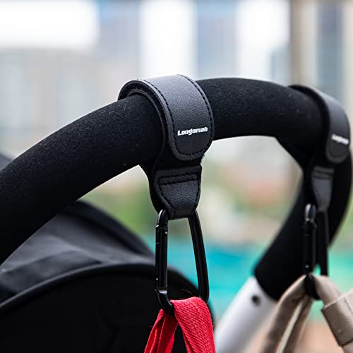 (4-Pack)Baby Stroller Hooks Clip or Hanging Diaper Bag Universal Hooks Accessories for Stroller and Car or Shopping Cart (Black and Brown)