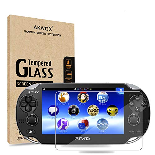 (Pack of 2) Screen Protector for PS Vita 1000, Akwox Premium HD Clear 9H Tempered Glass Screen Protective Film for Sony Playstation Vita PSV 1000-Max Clarity and Touch Accuracy Film