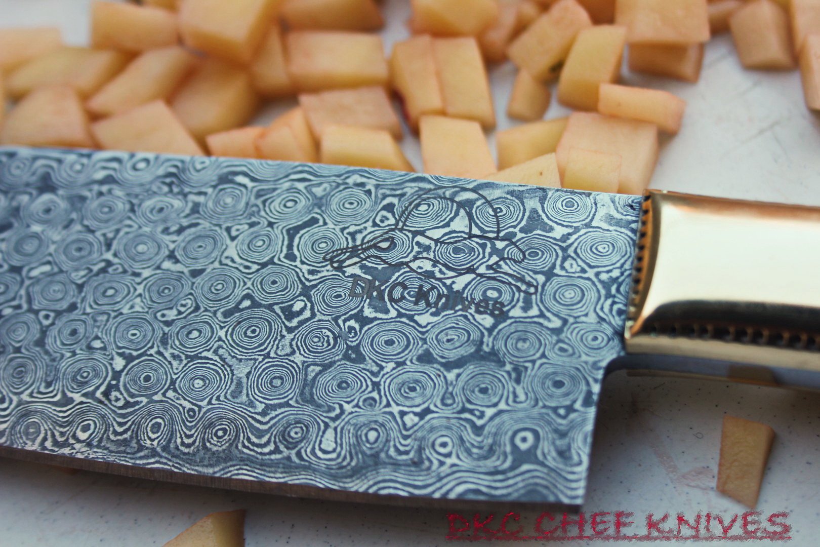 (6 7/18) DKC-533-DS-BL Grand Master Chef Knife Blue Handle Damascus Steel DKC Knives 16.8 oz 12" Long 7.5" Blade (Blue Handle Damascus Blade)