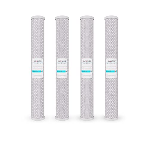 (4 Pack) 20" x 2.5" Carbon Block Water Filter Whole House Reverse Osmosis CTO Carbon 5 Micron compatible with 20" Slim Blue Whole House Water Filtration Systems