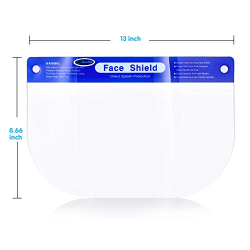 【10 pack】Simsii Face Shields, Reusable Clear Double side Anti Fog,0.25mm Plastic, General Use Visor Mask, Splashproof Windproof Dustproof, Protect Eyes and Faces for Adults and Kits