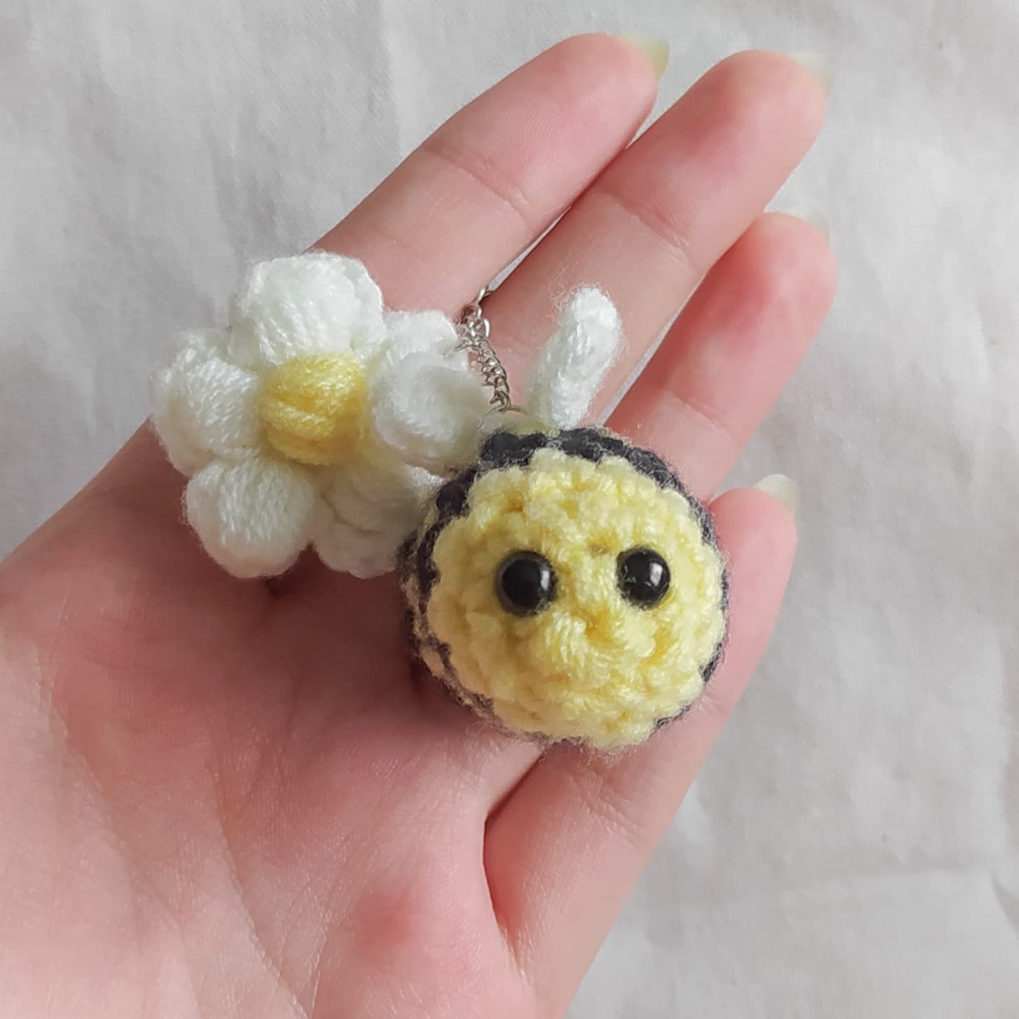 (2 pcs) Mommy to bee Baby Shower Gift Keychain Key ring Bag Purse Charm Crochet Handmade Plush Doll Amigurumi