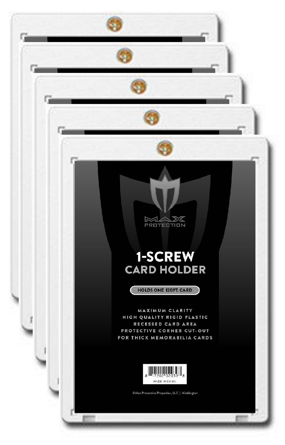 (5) Max Pro 1 Screw Card SUPER THICK Holder - 120 Pt. Jersey or Memorabilia Card Screwdown - Baseball, Football, Basketball, Hockey, Golf, Single Sports Cards Sportcards Card Collecting Supplies