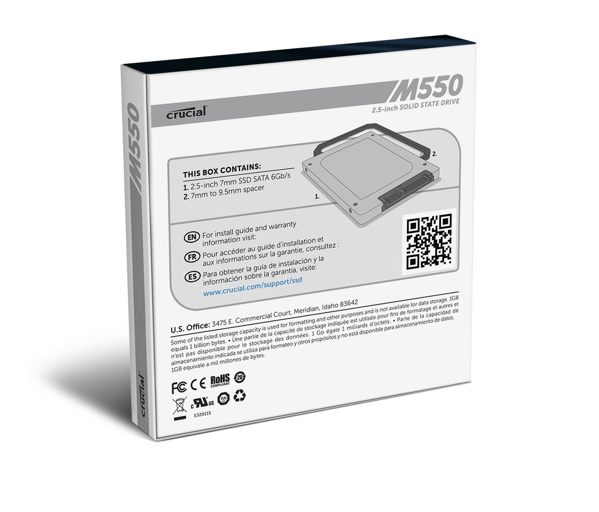 (OLD MODEL) Crucial M550 128GB SATA 2.5" 7mm (with 9.5mm adapter) Internal Solid State Drive - CT128M550SSD1