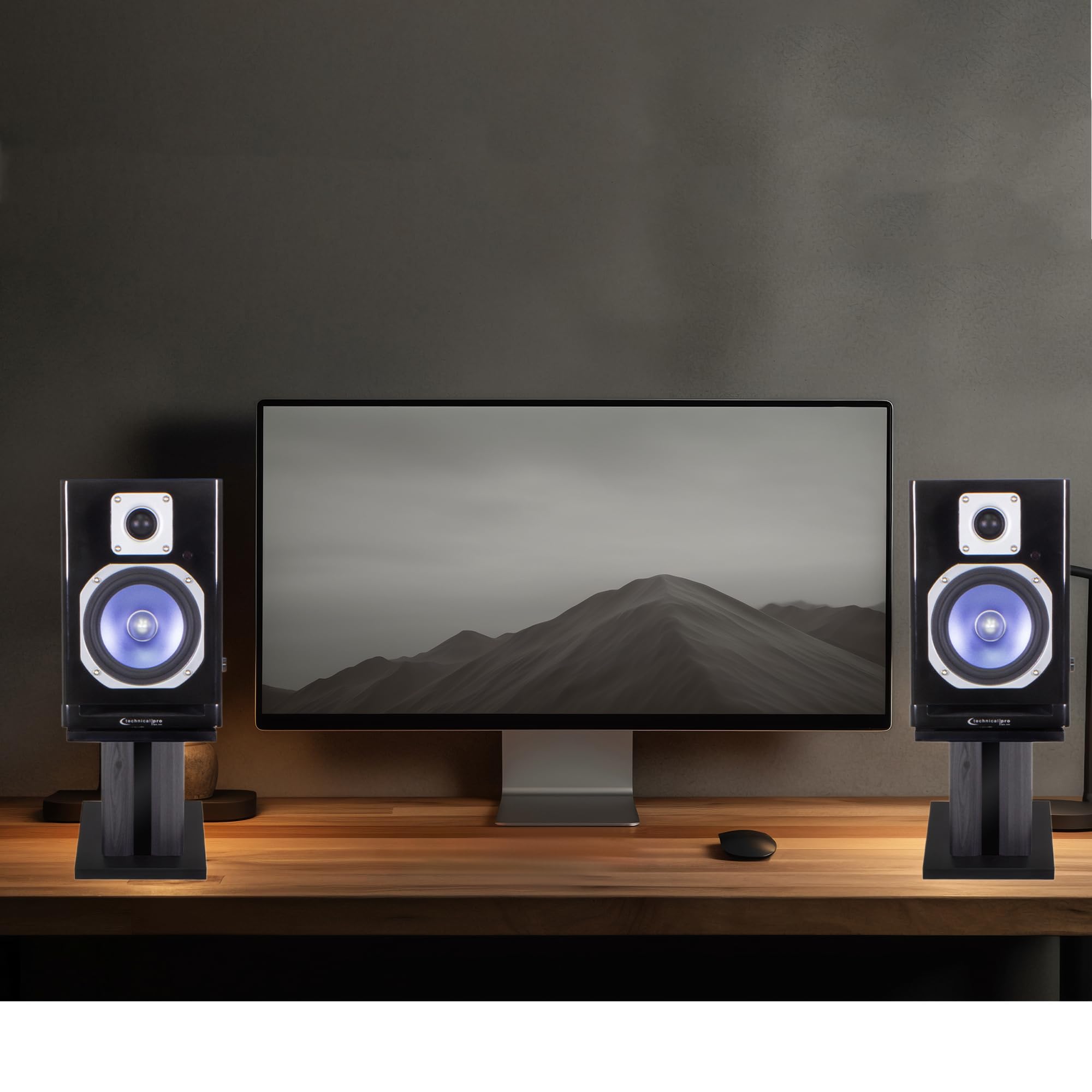 (2) Technical Pro 8” Studio Monitor Bookshelf Computer Multimedia Speaker Stands