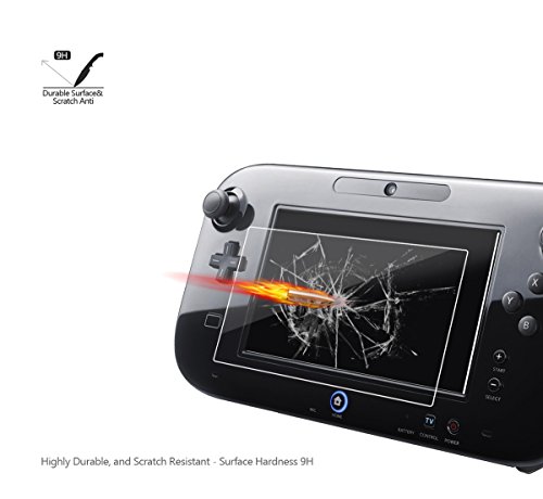 (Pack of 2) Tempered Glass Screen Protector for Nintendo Wii U, Akwox [0.3mm 2.5D High Definition 9H] Premium Clear Screen Protective Film for Nintendo Wii U