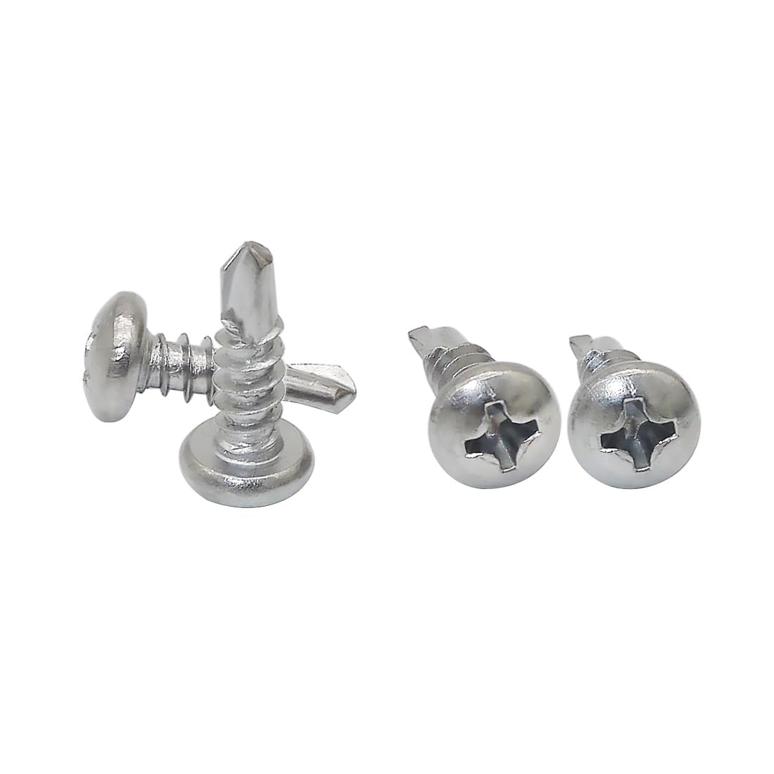 #8 x 1/2" (13mm) 410 Stainless Steel Self Tapping Screws Phillips Pan Head Self Drilling Screws 100 pcs
