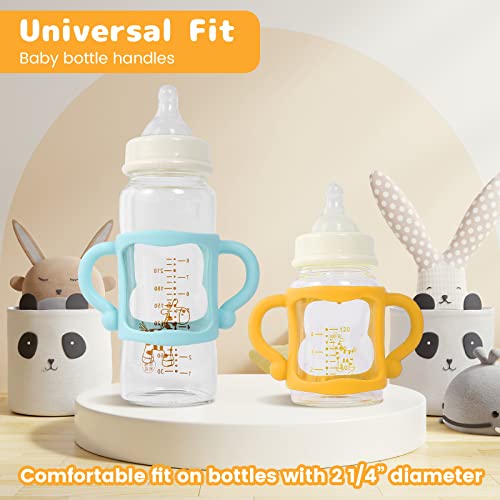 (4-Pack) Baby Bottle Handles Compatible with Dr Browns or Other Narrow Baby Bottles, Soft Silicone Easy Grip Holder