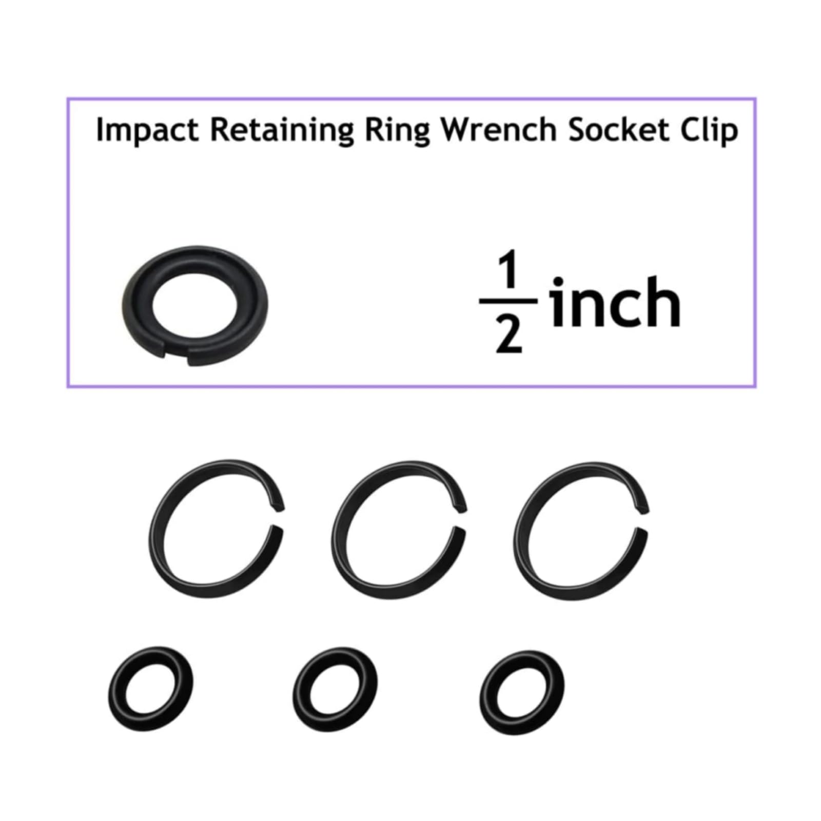 (3+3Sets) 1/2β and 3/8" Impact Retaining Ring Clip Impact Friction Ring with O-Ring for Milwaukee Electric/Pneumatic Type Impact Wrench, Retainer Ring Anvil Install Tool Included