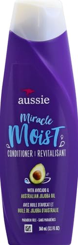 Aussie, ParabenFree Miracle Moist Conditioner w Avocado Jojoba Oil For Dry Hair, Citrus, 12.1 Fl Oz