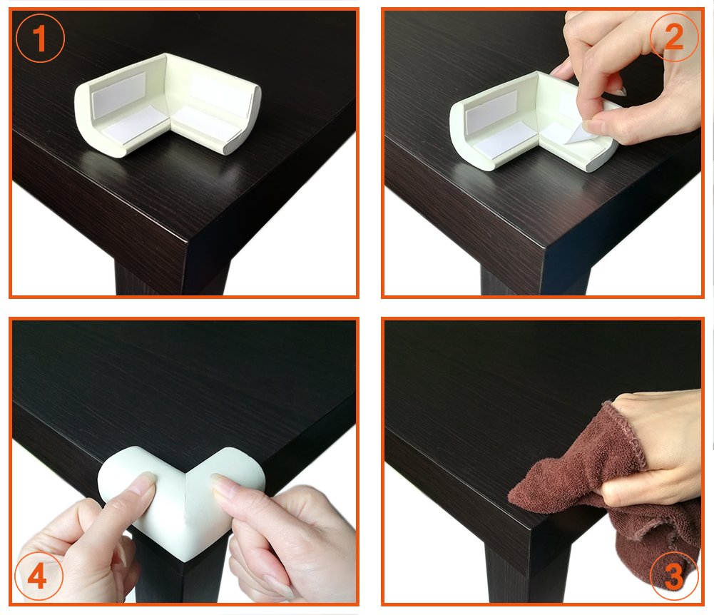 [8 Pack] Child Safety Corner Protectors, Canwn Soft Foam Baby Proofing Corner Guards Right Angle No Smell Table Corner Protectors for Baby and Kids(White)