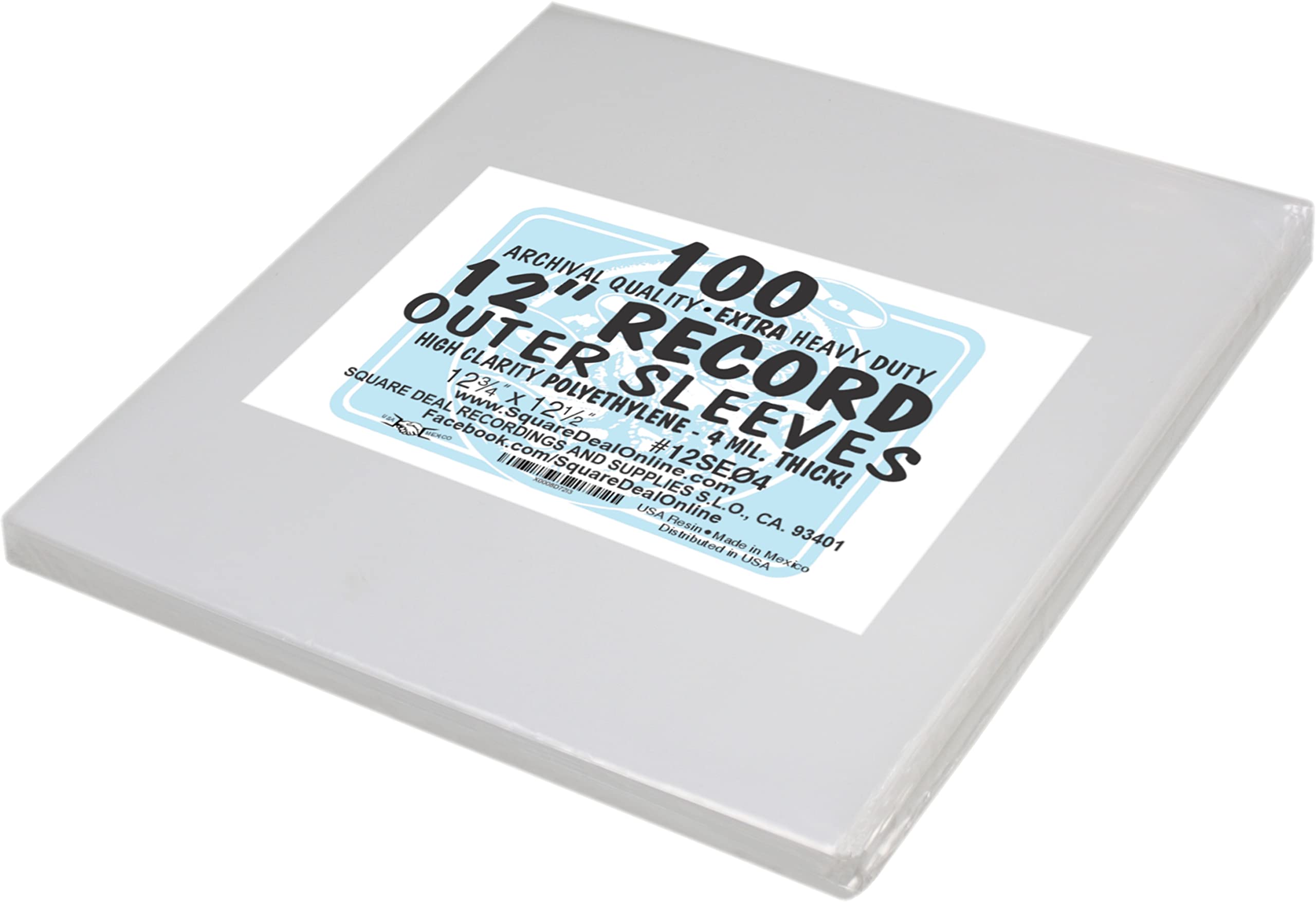 (500) 12" Record Outer Sleeves - Extra Heavy Duty 4 Mil Thick - Soft Polyethylene - 12-3/4" x 12-1/2" - Archival Quality